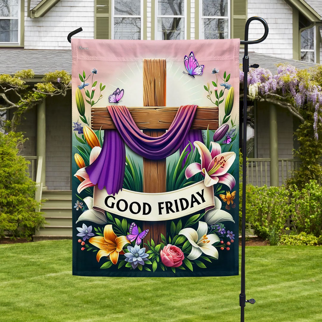 Good Friday Christian Cross Jesus Christ Flag, Happy Easter Day Flag ...