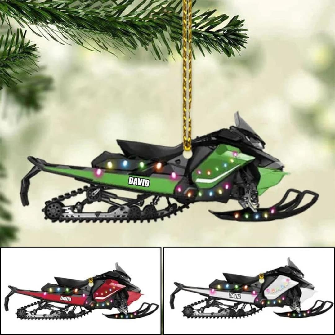Personalized Snowmobile Motorcycle Christmas Ornament Snowmobile ...