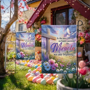 Christian Cross Easter Flag as the Sun Came up on Easter Morning Flag ...