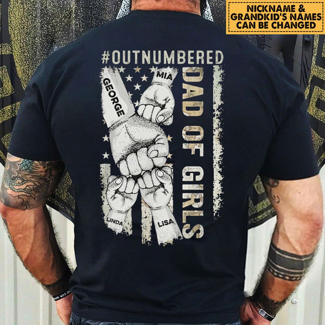 Personalized Dad of Girls #outnumbered T Shirt, Father' Day Gift ...