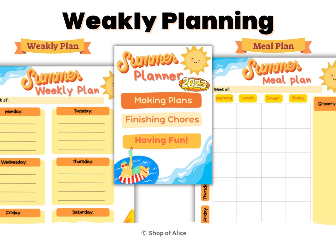 Digital Planner for Summer for Kids 2023 a Bundle . Chores - Etsy