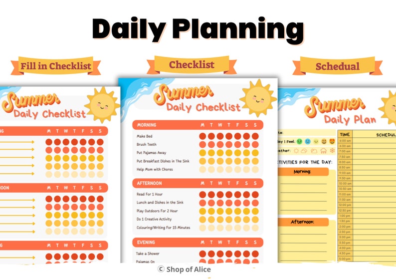 Digital Planner for Summer for Kids 2023, a Bundle . Chores Chart ...