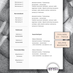 CV - Pohja Word - Tiedostona | Siisti & Tyylikäs Ulkoasu | Helposti ...