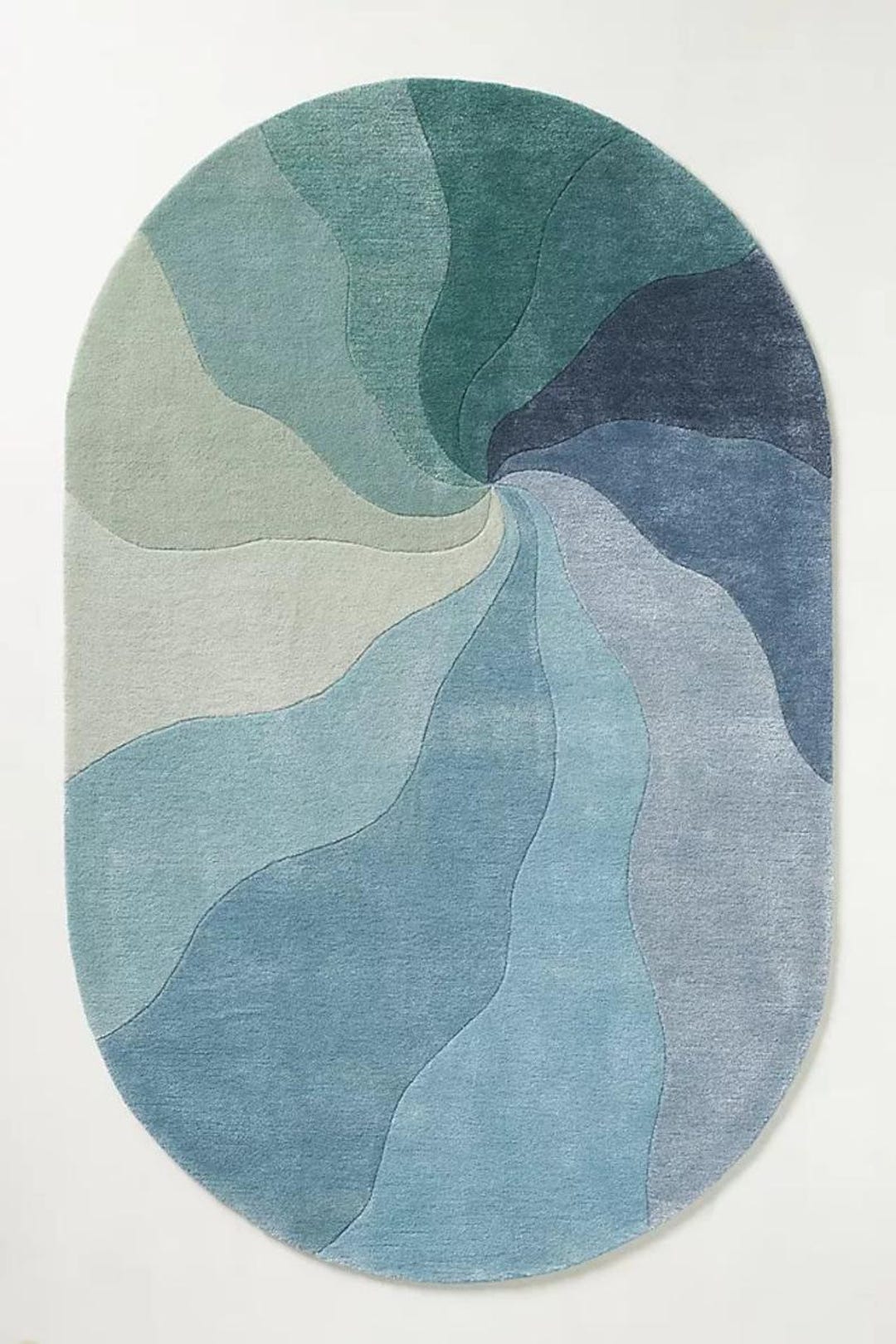 HAND TUFTED CARPET Oval Shaped Modern Blue Shade Rugs Modern Carpet ...