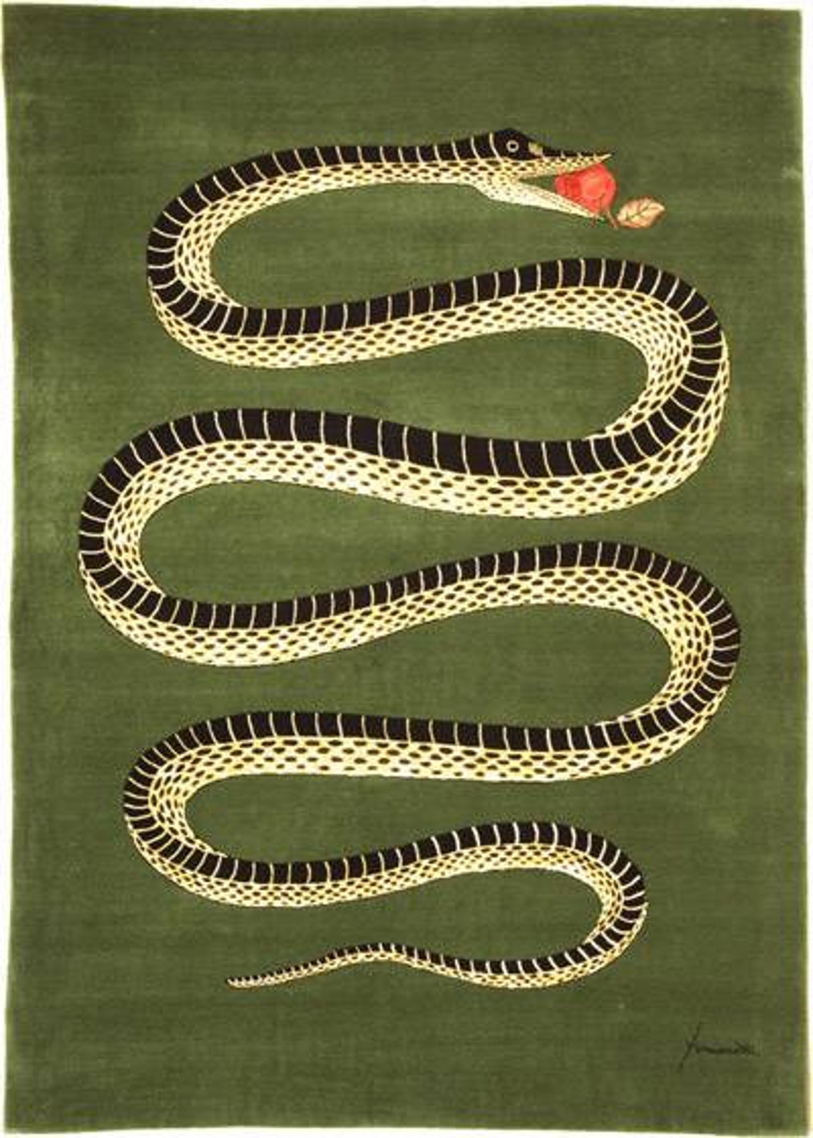 HAND TUFTED CARPET Green Ground Snake Rugs Modern - Etsy