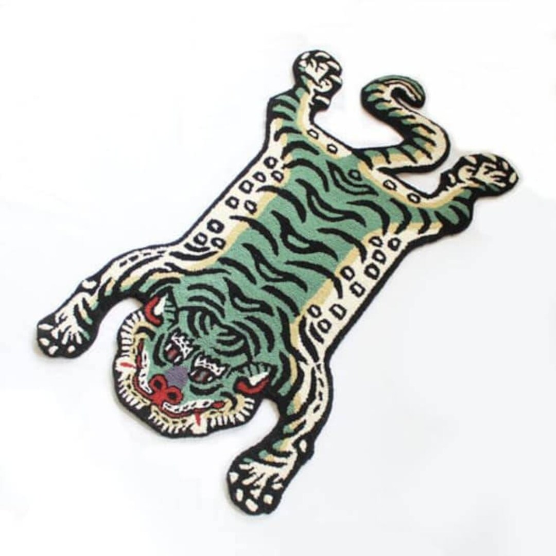 HAND TUFTED CARPET Tibetan Tiger Wool Carpet, Green Tiger, Green Tiger ...