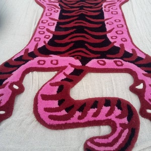 HAND TUFTED CARPET Tibetan Tiger Wool Carpet, Grey Tiger, Pink Tiger ...