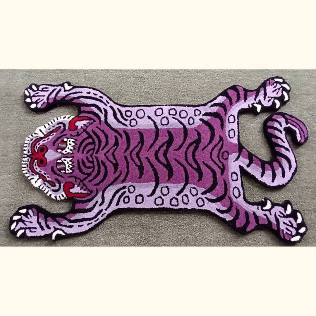 HAND TUFTED CARPET Tibetan Tiger Wool Carpet, Lion Skin Carpet, Pink ...