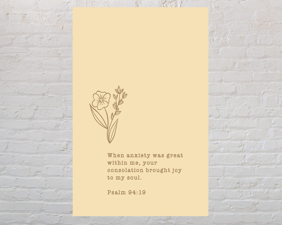 Yellow Psalm 94:19 Print - 11x17 Print / Wall Art / Poster / Home Decor ...
