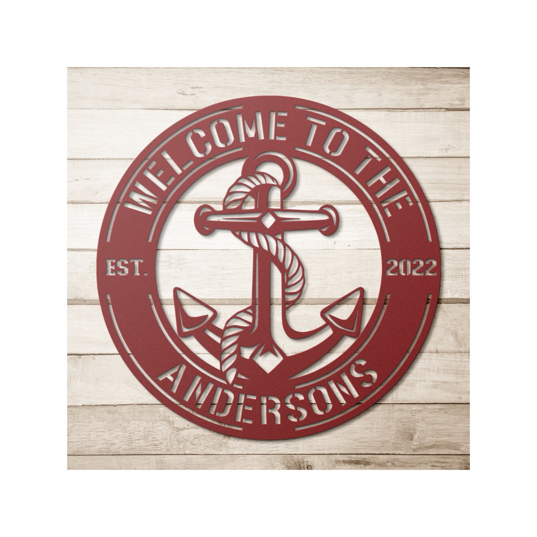 Personalized Metal Anchor Sign, Nautical Decor, Beach Decor, Family ...