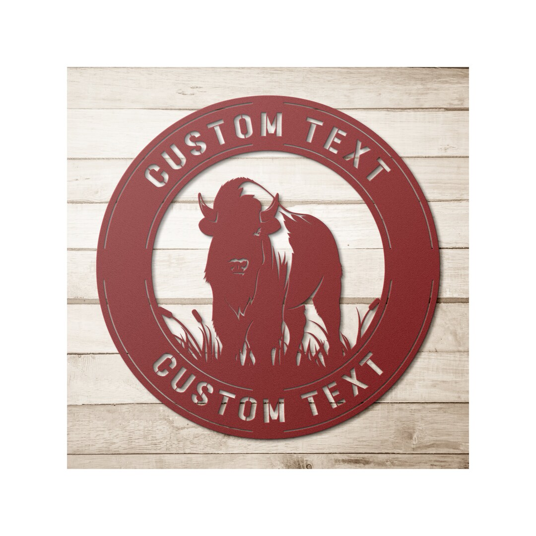 Personalized Bison Metal Wall Art, Custom Bison Name Sign, Bison Home ...