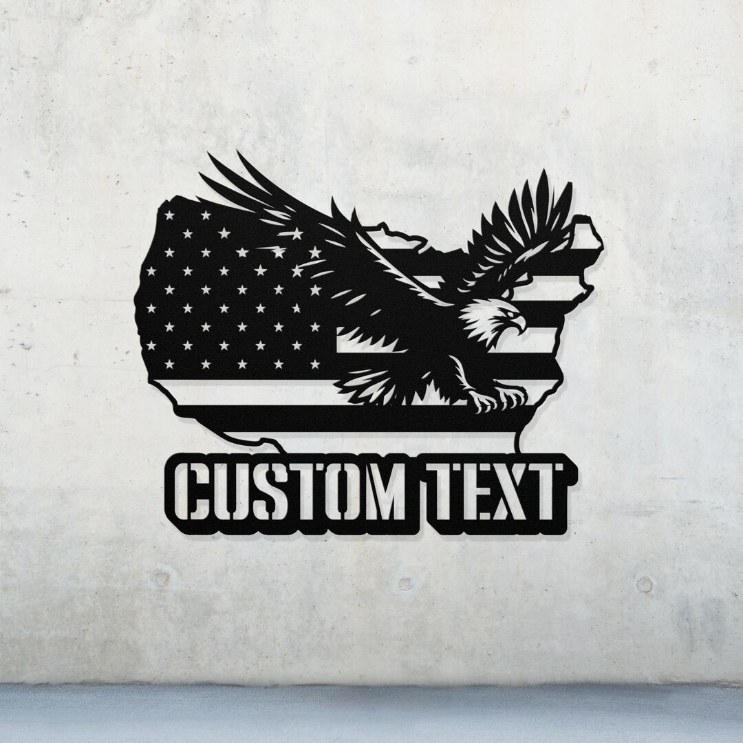 Custom American Flag Eagle Metal Sign | Personalized Patriotic Wall Art ...