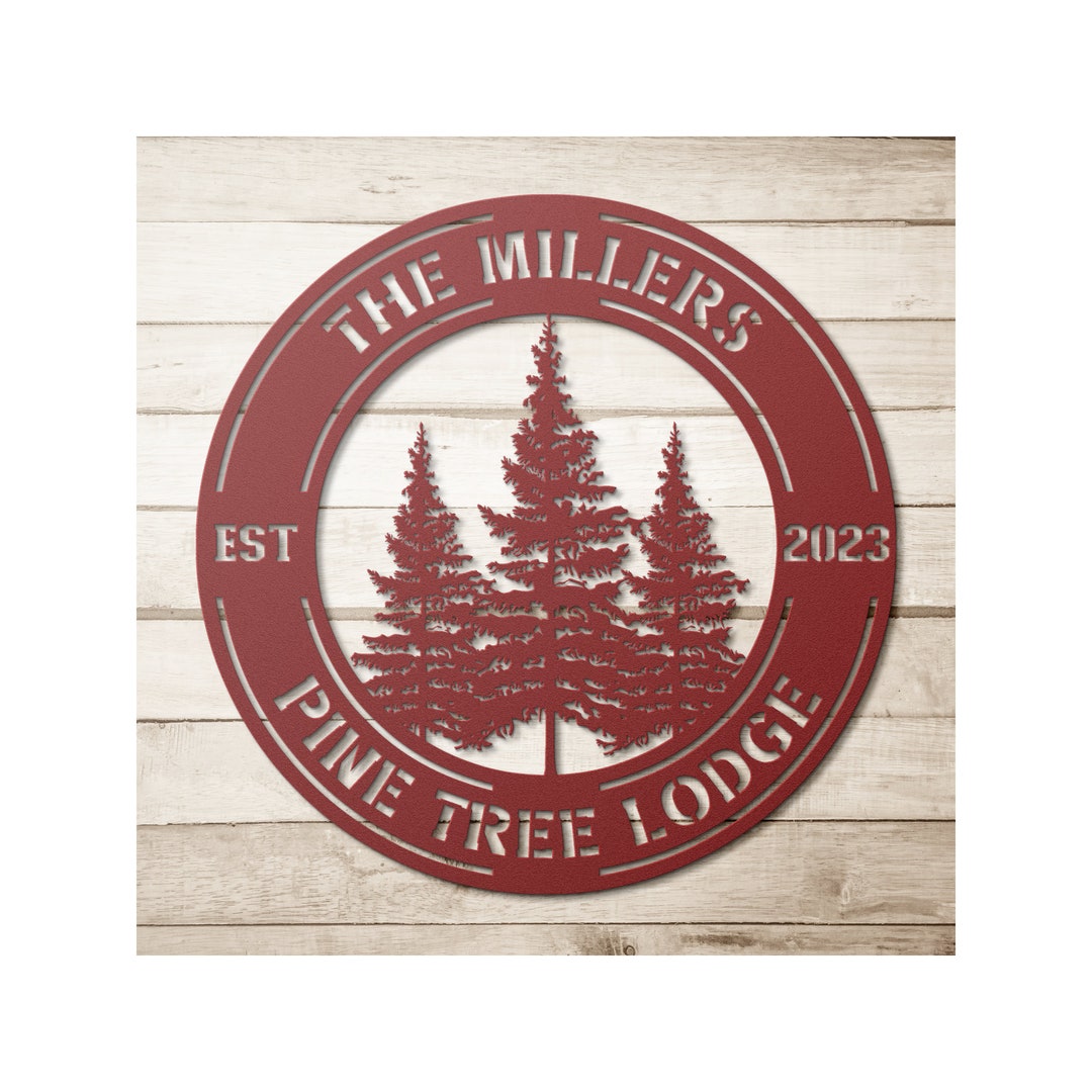 Custom Metal Pine Tree Wall Decor - Personalized Pine Tree Address Sign ...