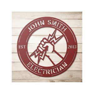 Custom Metal Electrician Sign - Personalized Lineman Wall Art Decor - Etsy
