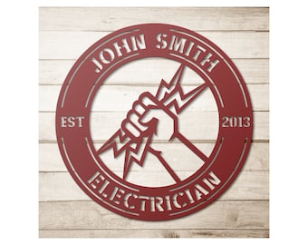 Metal Wall Art Personalized Electrician - Etsy