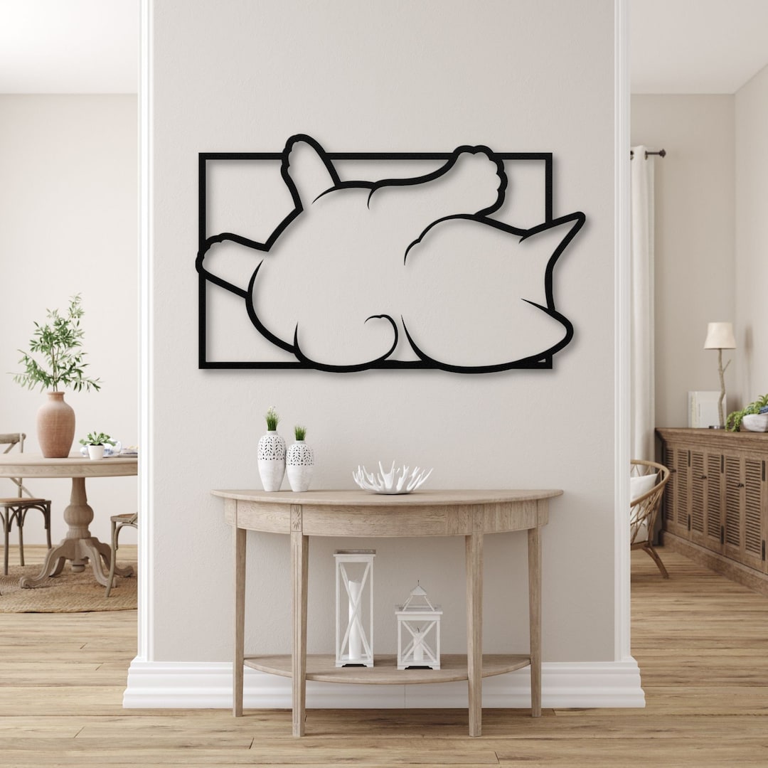 Metal Cat Wall Art, Cute Cat Line Art, Cat Home Decor, Cat Lover Gifts ...