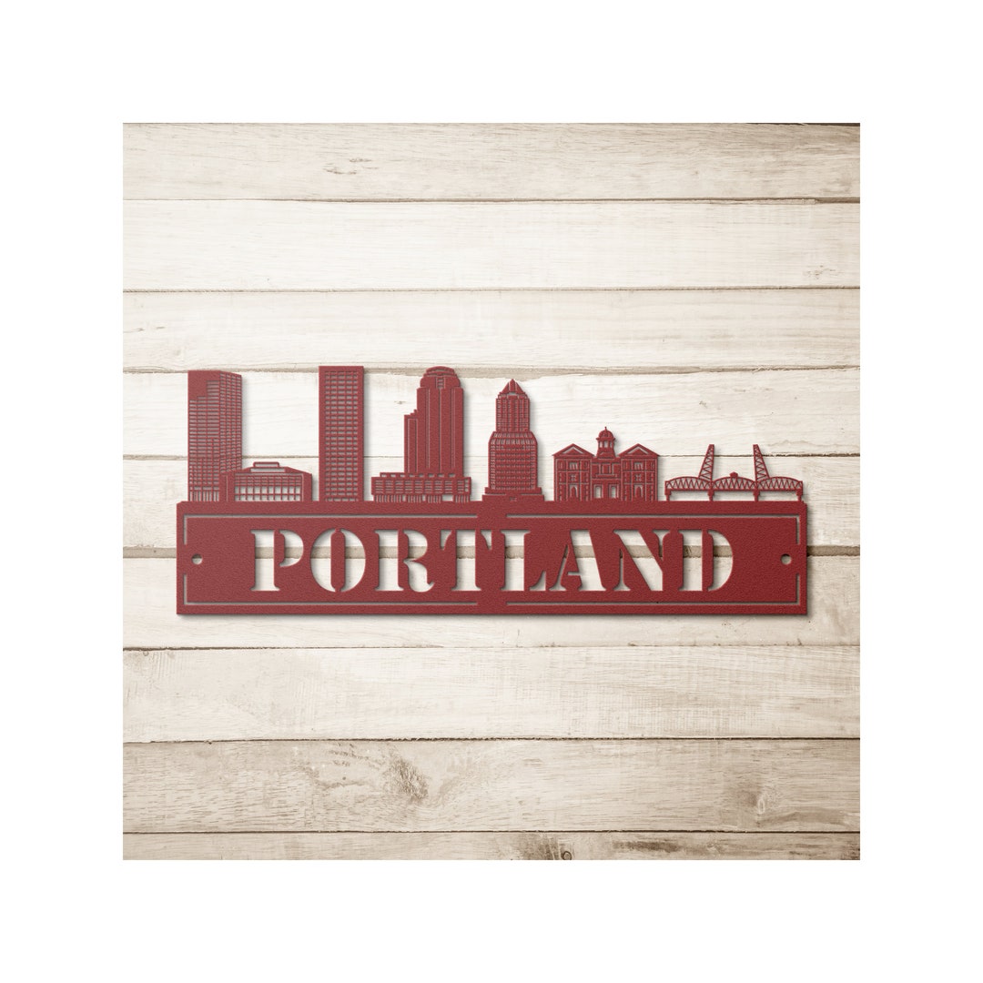 Custom Metal Portland Sign - Personalized Portland Skyline Wall Art - Etsy