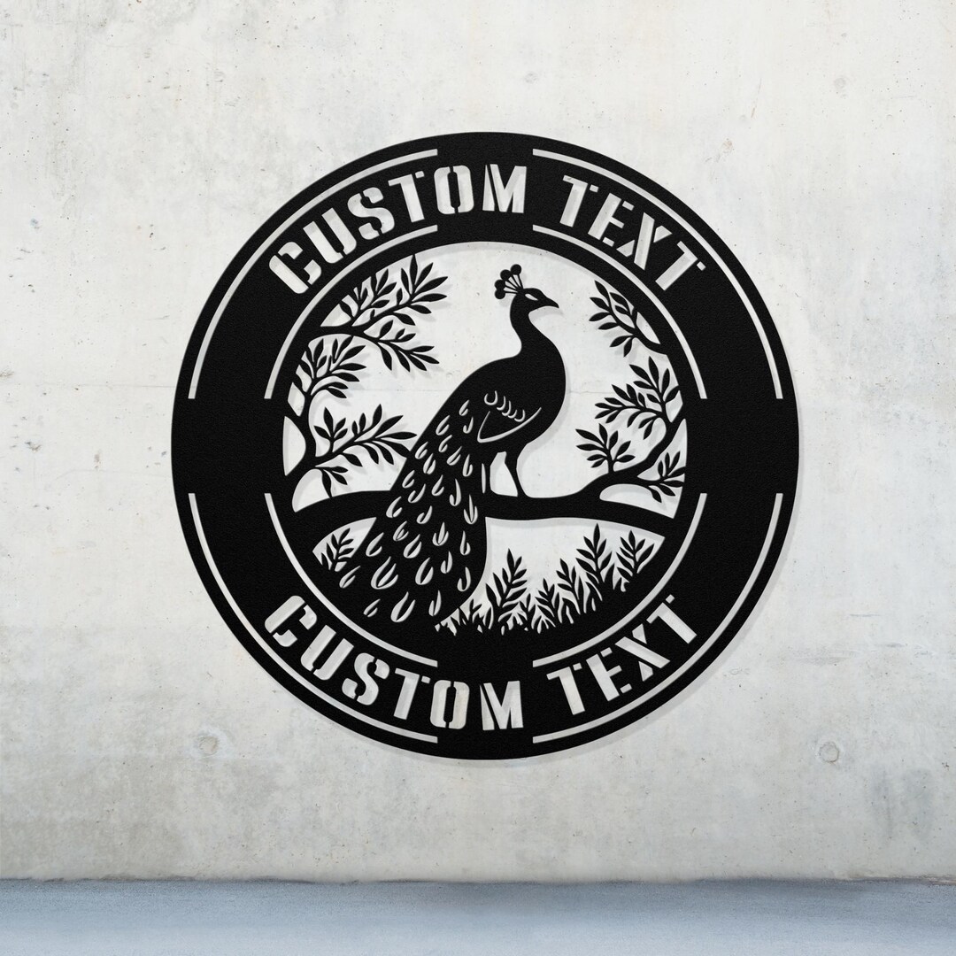 Round Peacock Metal Sign, Custom Circle Wall Art, Personalized Garden ...