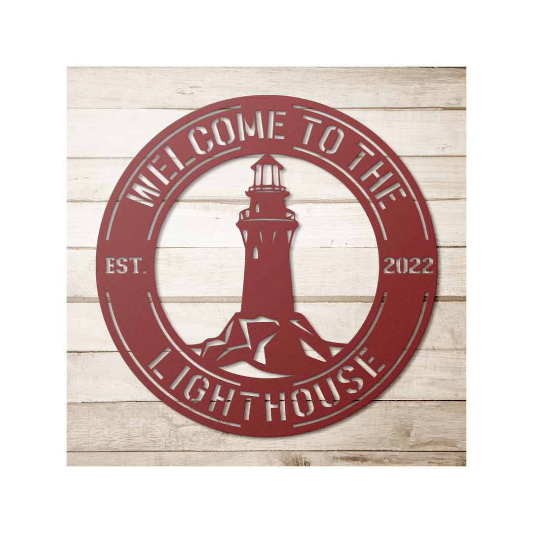 Personalized Lighthouse Metal Wall Art: Custom Family Name Sign - Etsy