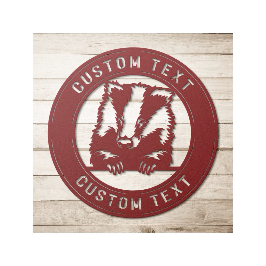 Personalized Honey Badger Metal Wall Art, Custom Badger Name Sign ...