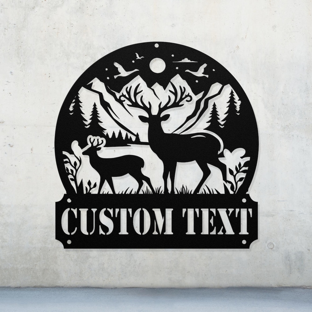 Custom Mountain Deer Scene Metal Sign | Personalized Wildlife Wall Art ...