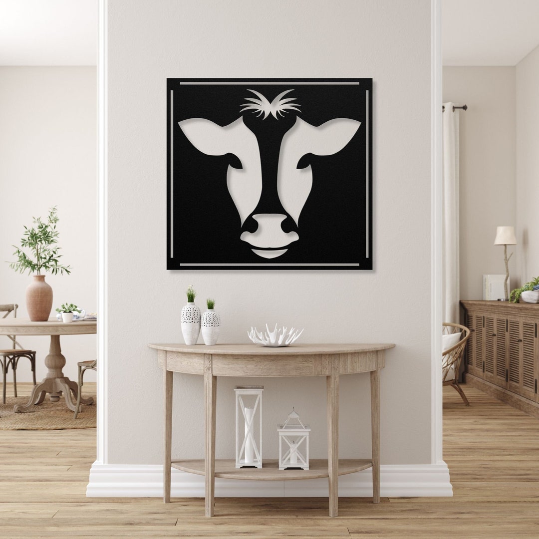Metal Cow Farm Sign, Cows Wall Art, Cow Head Door Hanger, Metal Wall ...