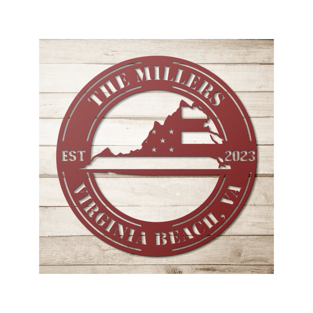 Custom Metal Virginia Sign - Personalized VA State Wall Art Decor With ...