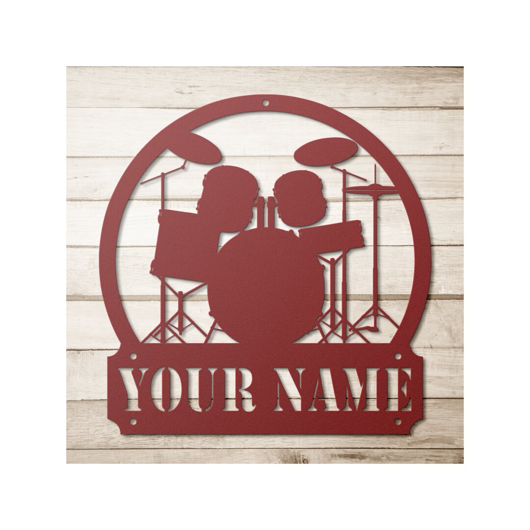 Drummer Metal Wall Art, Personalized Drummer Name Sign, Custom Drums ...