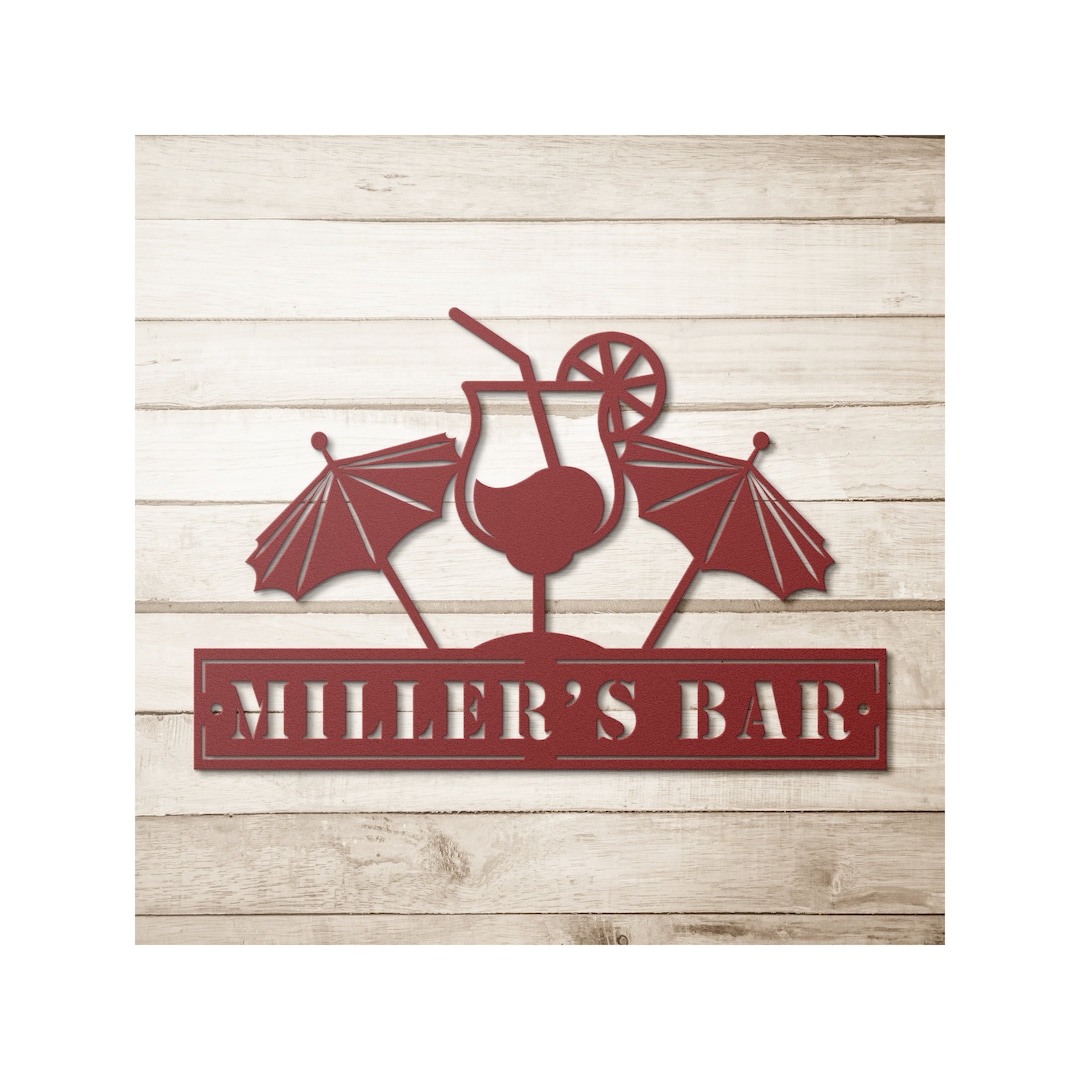 Custom Bar Sign for Home Bar, Happy Hour Sign, Metal Family Name Sign ...