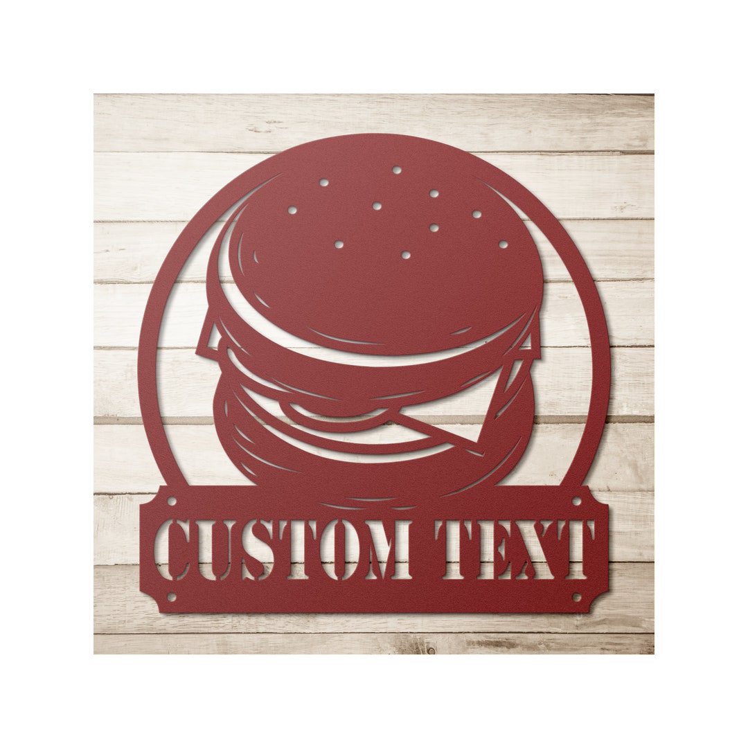 Custom Metal Hamburger Sign - Personalized Burger Wall Art Decor - Etsy