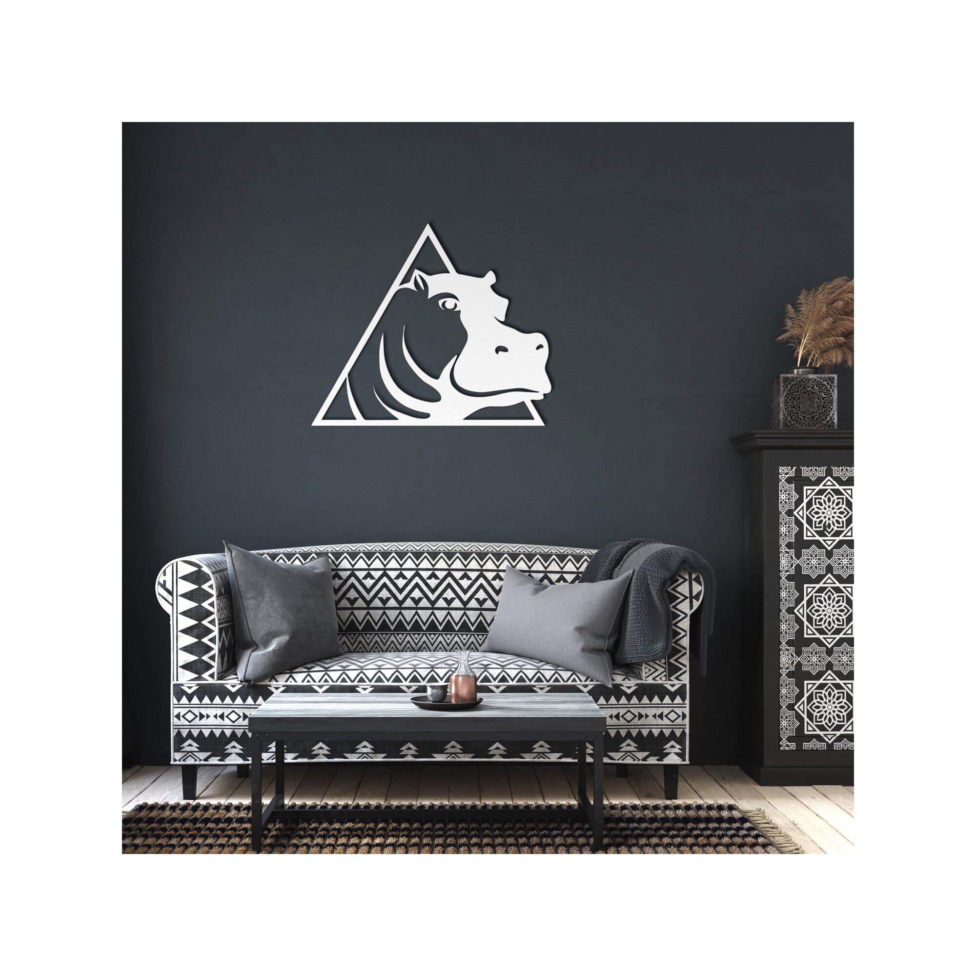 Hippo Metal Wall Art: Modern Geometric Decor - Etsy
