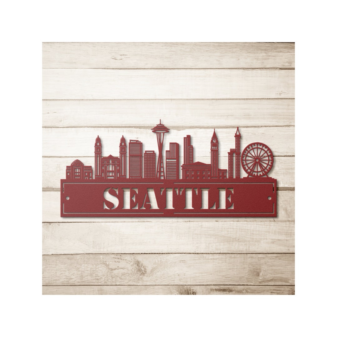 Custom Metal Seattle Sign - Personalized Seattle Skyline Wall Art - Etsy