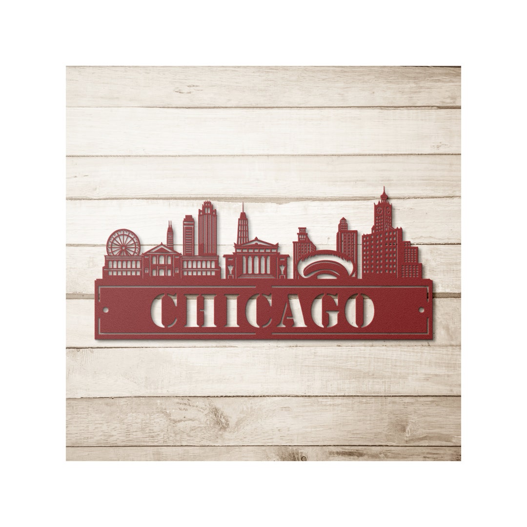 Custom Metal Chicago Sign - Personalized Chicago Skyline Wall Art - Etsy