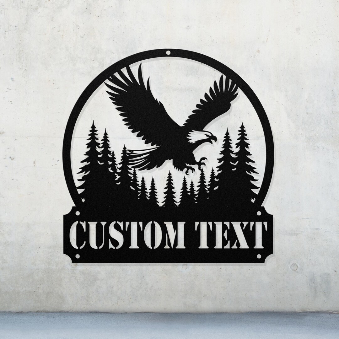 Personalized Eagle Forest Metal Sign | Custom Name Wildlife Wall Art ...