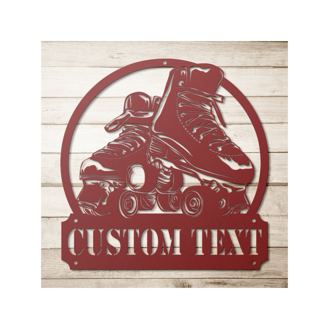 Custom Metal Roller Skate Sign - Personalized Roller Skates Wall Art ...
