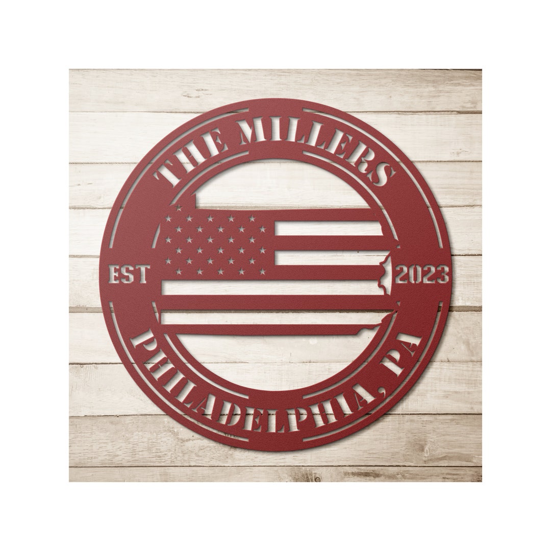 Custom Pennsylvania Metal Sign - Personalized PA State Wall Art Decor ...