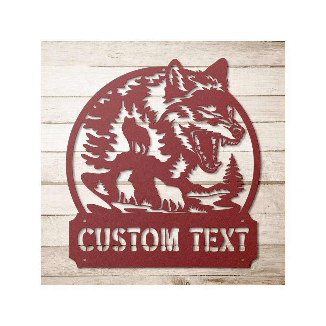 Custom Wolf Metal Address Sign - Custom Wolf Gift - Wolves Home Decor ...