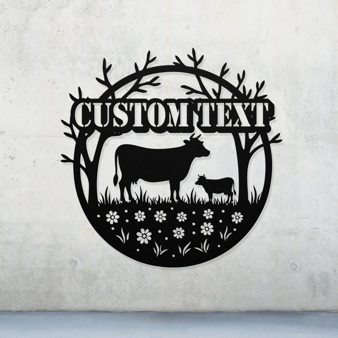 Custom Cow and Calf Metal Sign: Farmhouse Family Name Wall Art - Etsy