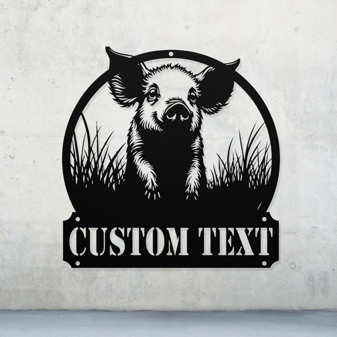 Custom Pig Metal Sign, Personalized Farm Animal Name Plaque, Cute Hog ...