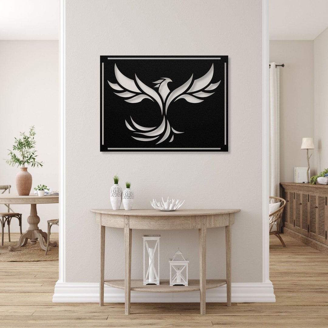 Phoenix Bird Metal Wall Art, Phoenix Decor for Living Room, Above Bed ...