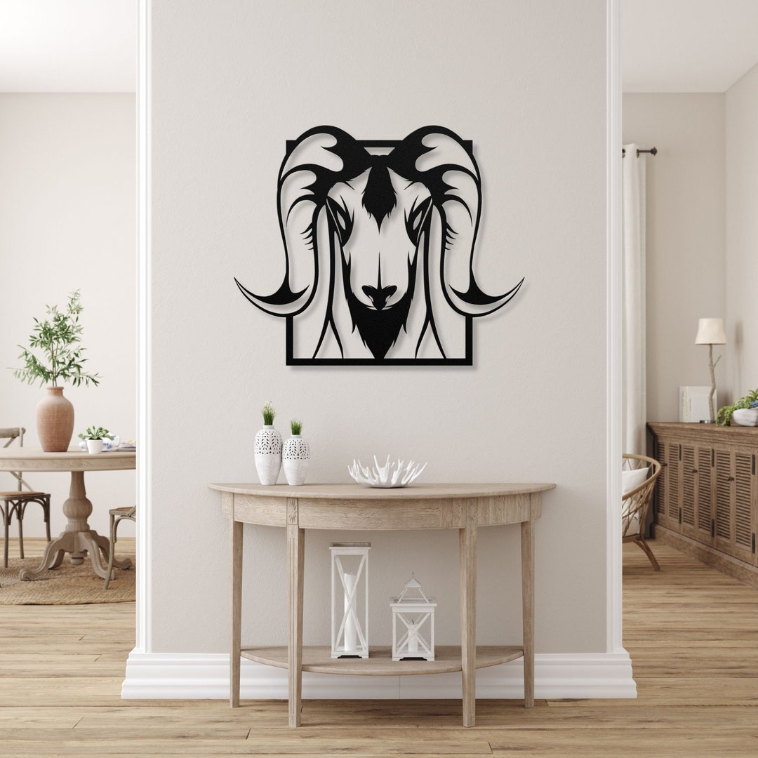 Metal Goat Wall Decor, Goat Wall Art, Goat Door Hanger, Living Room ...