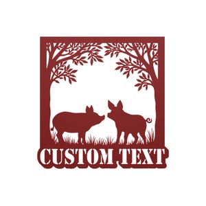 Custom Pig Metal Sign, Personalized Farm Art, Twin Hogs Wall Decor ...