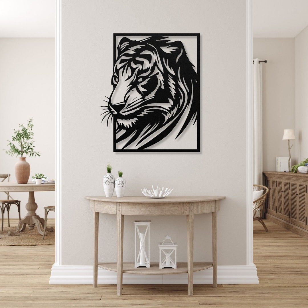Tiger Metal Wall Art, Tiger Decor, Tiger Door Hanger, Interior ...