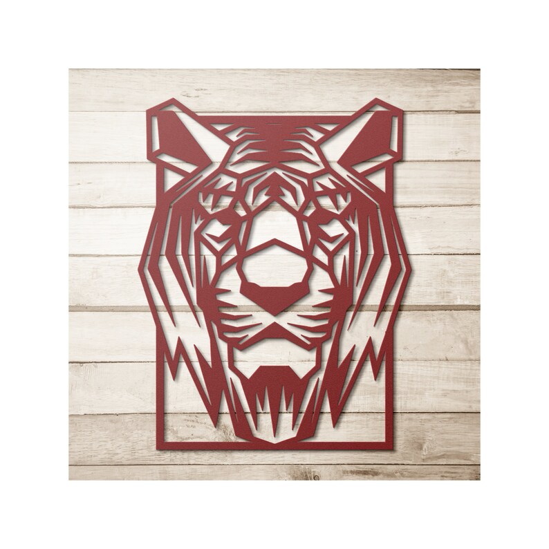 Geometric Tiger Head Metal Wall Art: Home Office Decor - Etsy