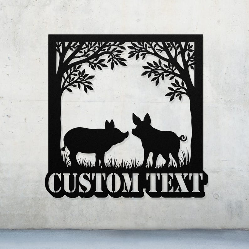 Custom Pig Metal Sign: Farmhouse Family Name Wall Decor - Etsy
