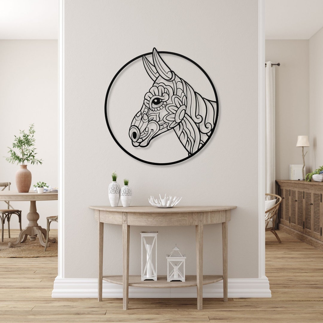 Donkey Metal Living Room Art - Donkey Decoration for Bedroom Above Bed ...