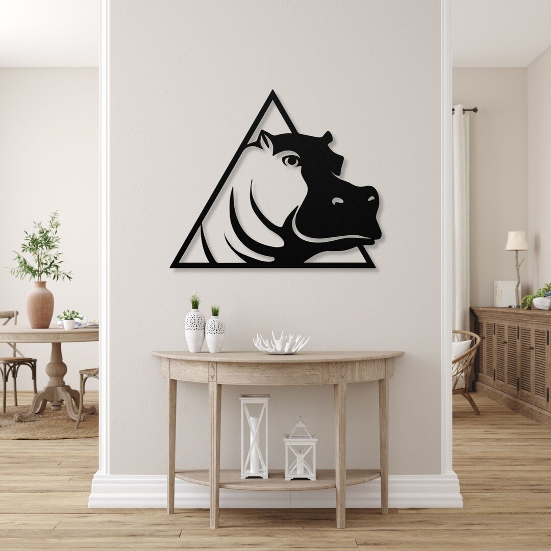 Hippopotamus Metal Wall Art, Hippo Wall Decor, Hippo Door Hanger ...