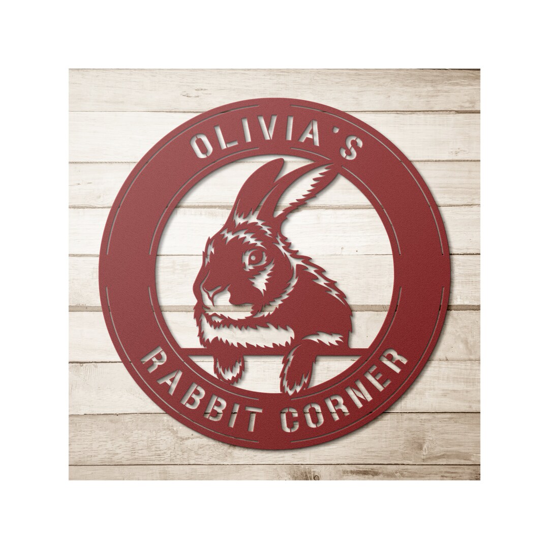 Personalized Rabbit Metal Wall Art, Custom Bunny Name Sign, Bunnies ...