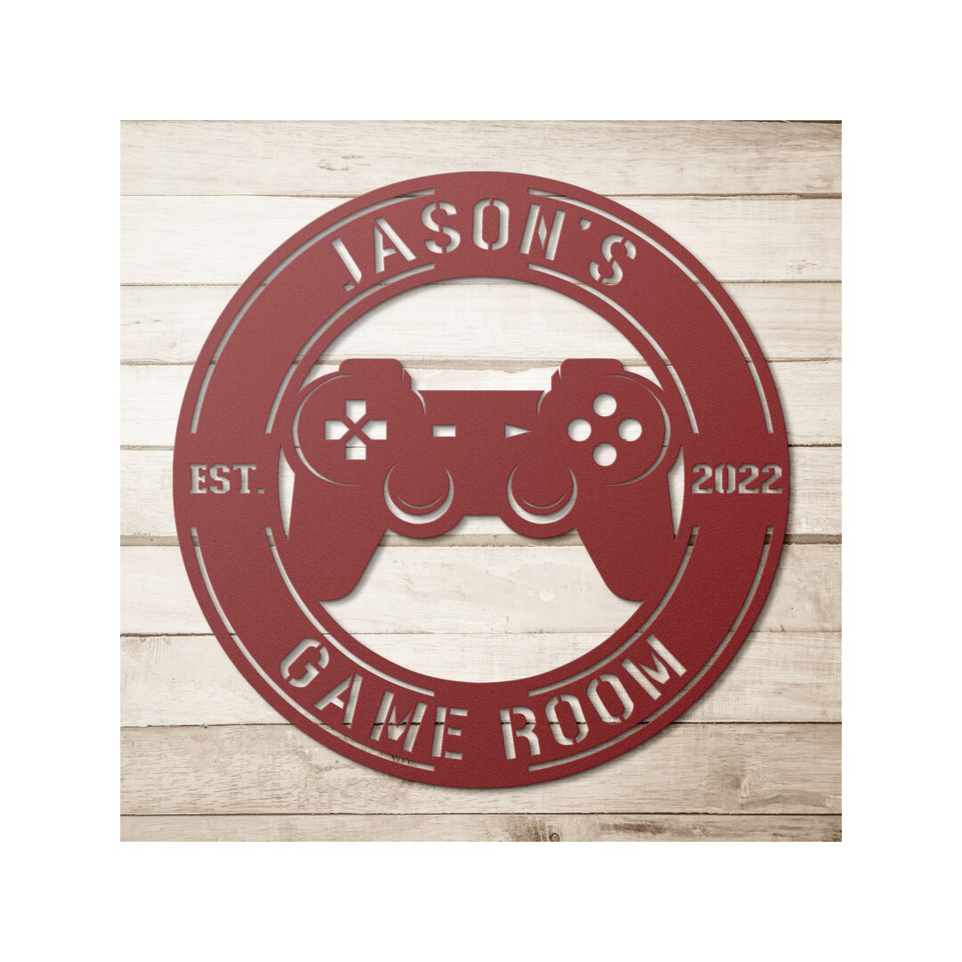 Personalized Gaming Room Metal Sign, Game Controller Name Sign, Gamer ...