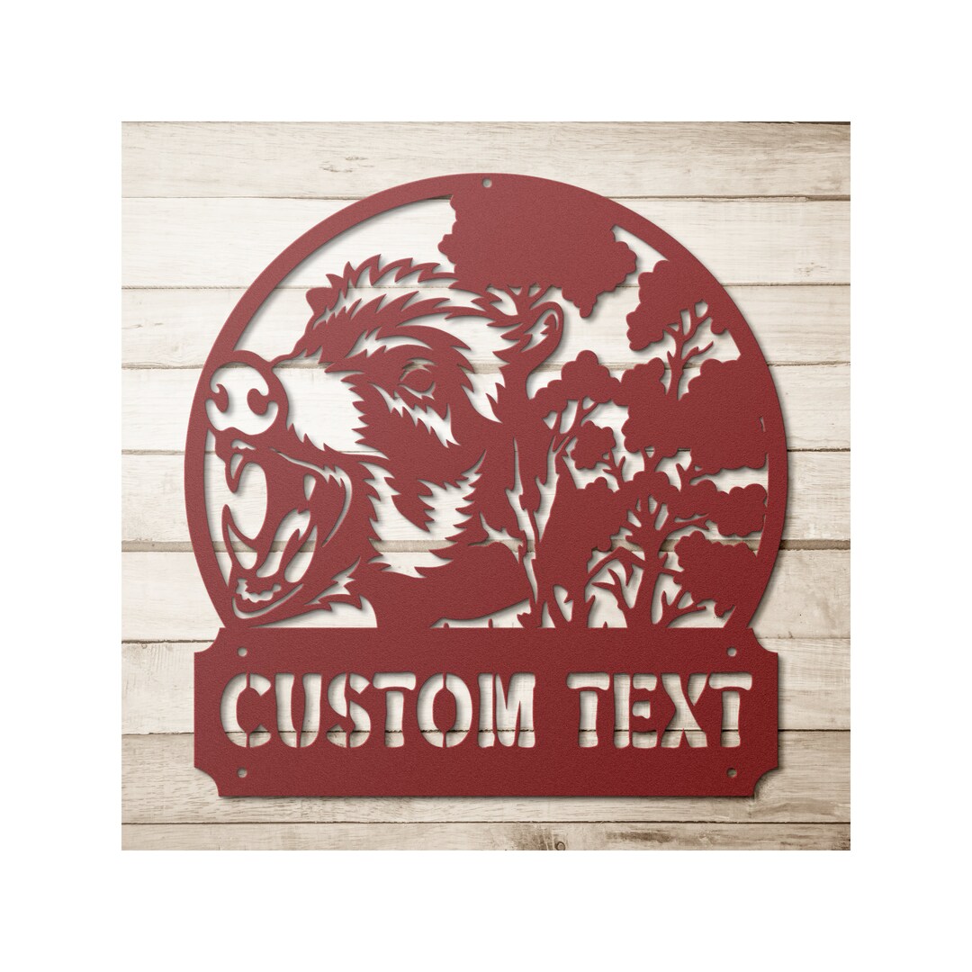 Custom Wild Boar Metal Address Sign - Custom Home Sign - Boar Lover ...